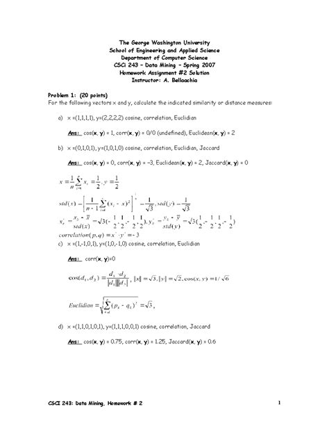 hw2 solution data mining assignment school of engineering and