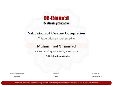 Cybersecurity Eccouncil Sqlinjection Ethicalhacking Learning