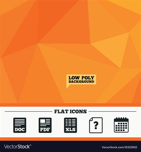 Document Icons Xls Pdf File Signs Royalty Free Vector Image