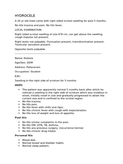 Hydrocele Pdf Edema Testicle