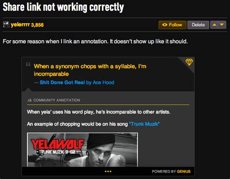 share link not working correctly genius