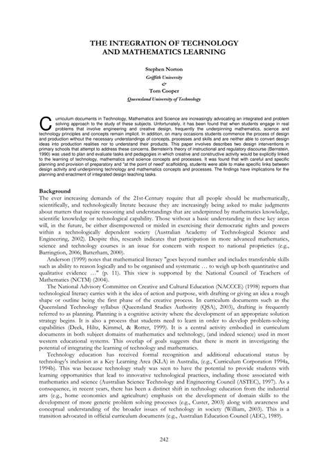 Pdf The Integration Of Technology And Mathematics Learning