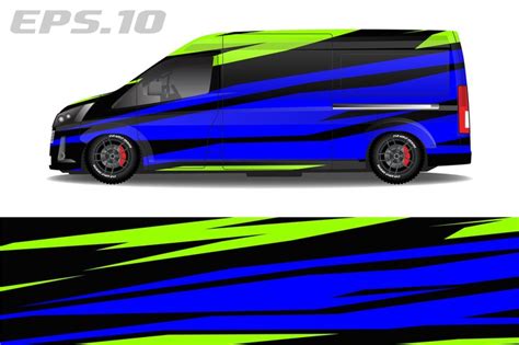자동차 회사를 위한 밴 리버리 디자인 프리미엄 벡터