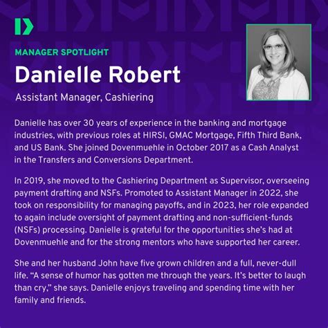 Please Join Us In Recognizing Danielle Robert For Her Standout Leadership Dovenmuehle