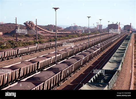 Iron Ore On Railway Wagons At Saldanha Bay Terminal Western Cape South