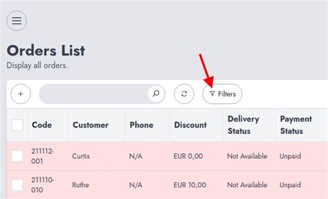 Using The Sales Filter Documentation