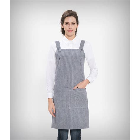 At534 1 H형 면 앞치마 네이비 화이트 줄무늬 스트라이프 호텔 서빙 카페 홀 유니폼 1675663414 티마스터