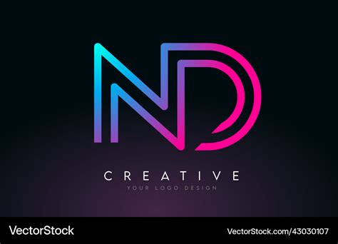 Monogram Lines Nd N D Letter Logo Design Creative Vector Image