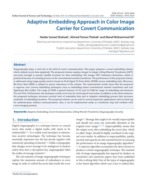 pdf adaptive embedding approach in color image carrier for covert