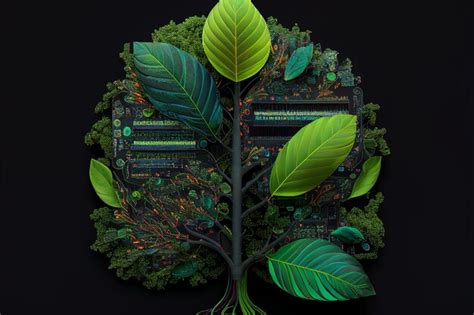 Premium Photo Neon Tree On A Computer Chip Created With Generative Ai