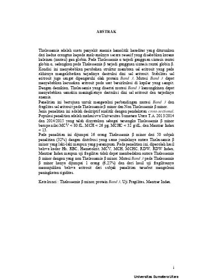 Perbandingan Mutasi Band 3 Dan Fragilitas Eritrosit Pada Thalassemia β