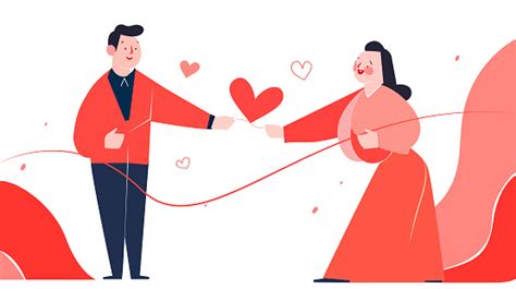 현대 간단한 스타일 발렌타인 데이 남자와 여자 데이트 일러스트 2명에 대한 스톡 벡터 아트 및 기타 이미지 2명 감정