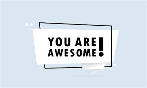 당신은 굉장합니다 종이 접기 스타일의 음성 거품 배너 당신과 스티커 디자인 템플릿은 멋진 텍스트입니다 벡터 Eps 10 흰색 배경에 격리 일함에 대한 스톡 벡터 아트 및