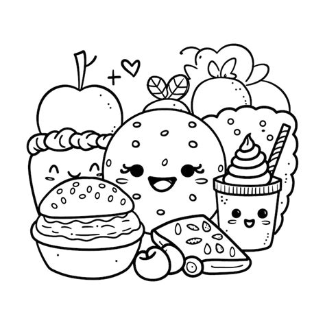 3 페이지 음식 색칠 공부 벡터 Freepik에서 무료 고품질 벡터를 다운로드하세요 Freepik