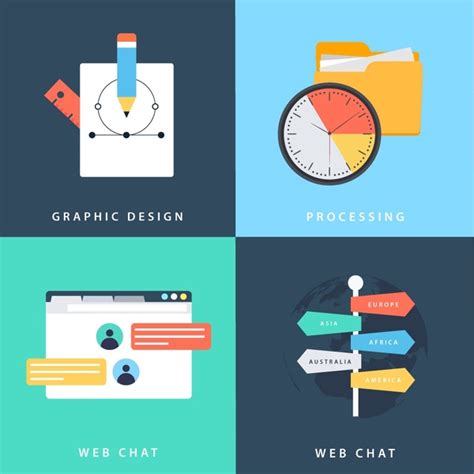 web application design elements isolation with various types vectors