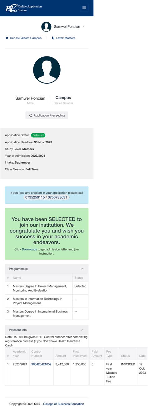 Cbe Online Application System Coas Copyright © 2023 Cbe College Of Business Education Dar
