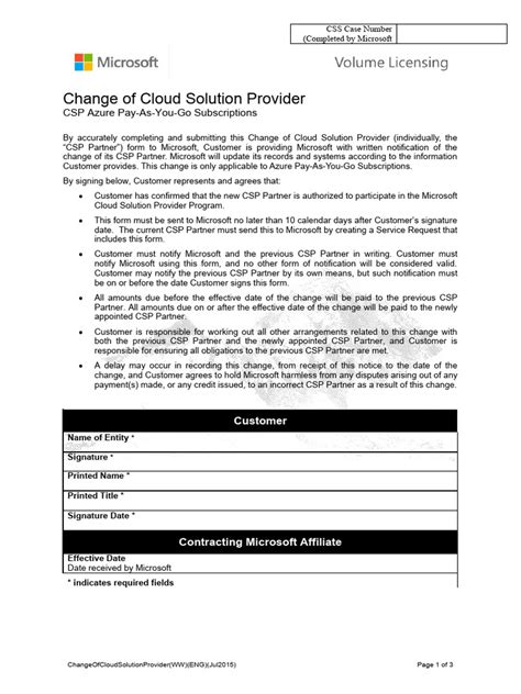 Csp Subscription Transfer Form Azure Pdf Microsoft Azure Microsoft