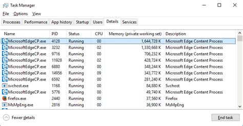 Microsoft Edge Process Memory Consumption