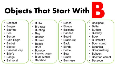 Objects That Start With B GrammarVocab Objects That Start With B GrammarVocab