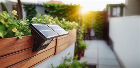 Small Solar Powered Led Light With Motion Sensor Stock Photo Image Of Battery Modern