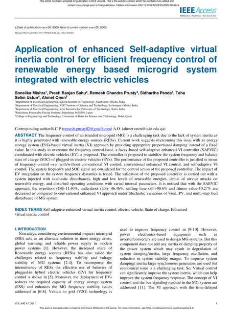 Pdf Application Of Enhanced Self Adaptive Virtual Inertia Control For