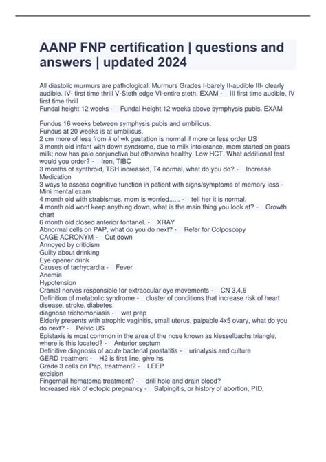 Aanp Fnp Certification Questions And Answers Updated 2024 Aanp