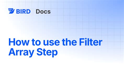 How To Use The Filter Array Step Bird Docs