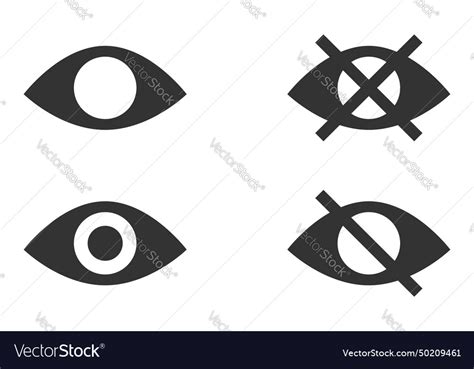 Set Show Password Icon Eye Symbol Vision Hide Vector Image