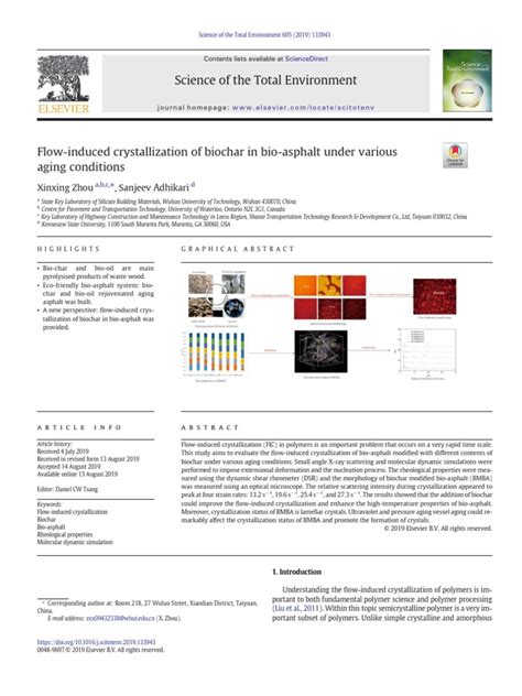 Flow Induced Crystallization Of Biochar In Bio Asphalt Pdf Polymers