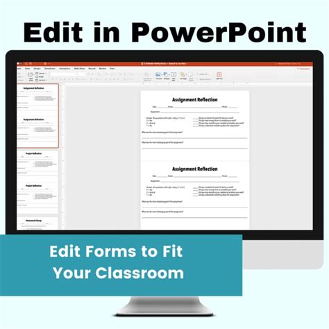 Editable Student Self Reflection Forms For Homework Projects And