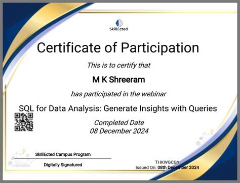 Sql Dataanalysis Database Skillected M K Shreeram