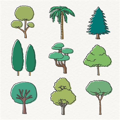 Colorful Tree Line Art Sticker Premium PSD Rawpixel