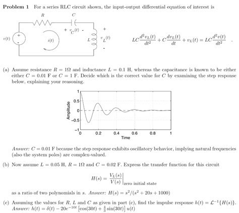 Solved Problem 1 For A Series RLC Circuit Shown The Chegg Com