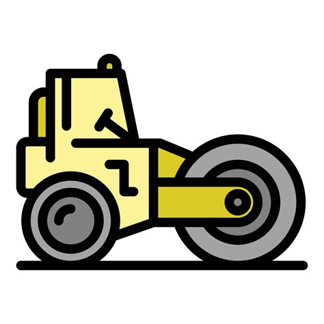 Road Roller Machinery Icon Color Outline Vector 15393310 Vector Art At Vecteezy
