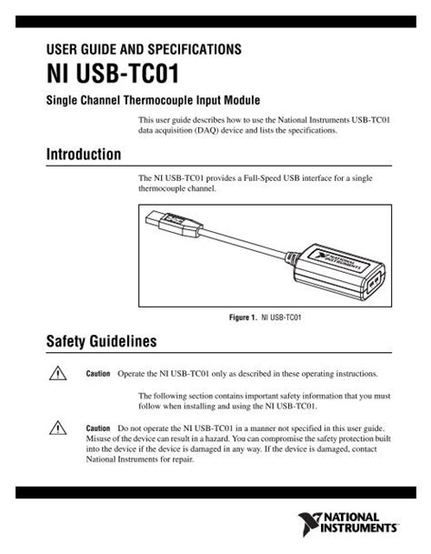 Ni Usb Tc01 User Guide And Specifications Multilingual