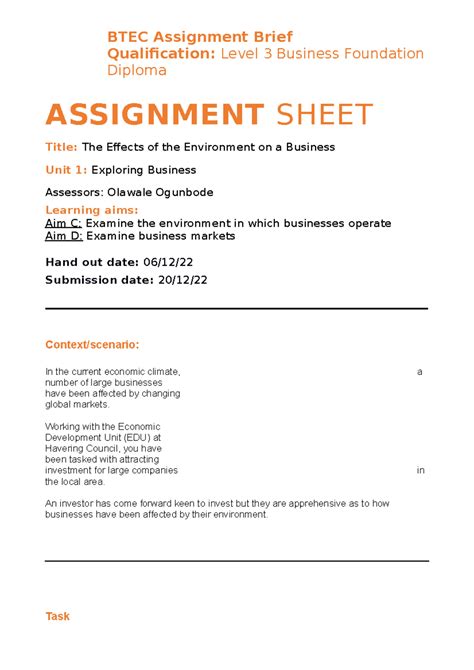 Assignment 2 Unit 1 Hgyfgyilghipy Btec Assignment Brief