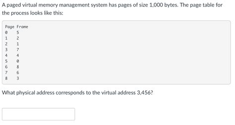 Solved A Paged Virtual Memory Management System Has Pages Of Chegg
