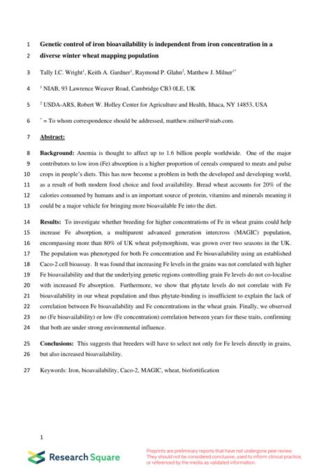 Pdf Genetic Control Of Iron Bioavailability Is Independent From Iron