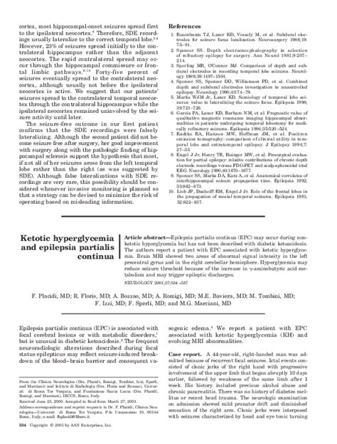 Pdf Ketotic Hyperglycemia And Epilepsia Partialis Continua