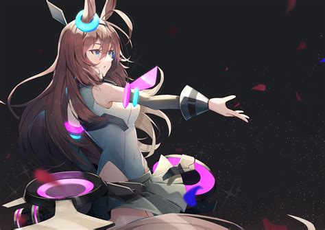 Kuroshiro Kanae Long Hair Brunette Blue Eyes Anime Anime Girls