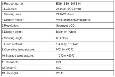 Customized Custom VA Segment LCD Pin Connect Manufacturers Suppliers Factory ENRICH