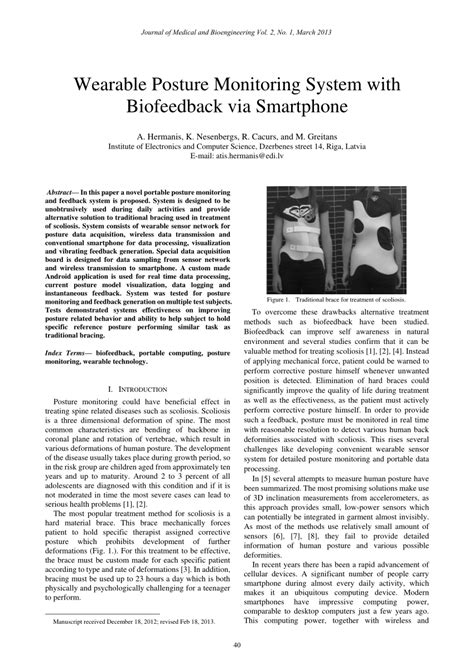 Pdf Wearable Posture Monitoring System With Biofeedback Via Smartphone
