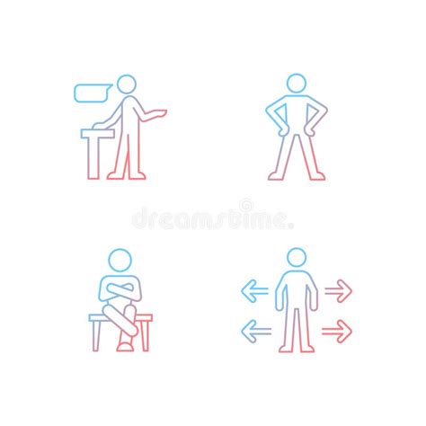 Communication Skills Gradient Linear Vector Icons Set Stock Vector