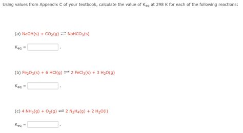solved using values from appendix c of your textbook