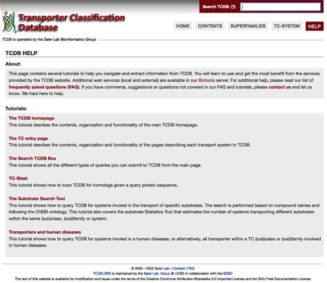 TCDB Homepage Tutorial