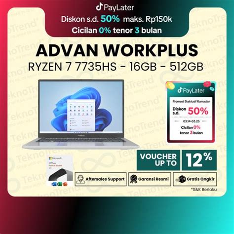 Promo Advan Laptop Workplus Amd Ryzen Hs Gb Gb Fhd Work