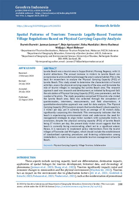 Pdf Spatial Patterns Of Tourism Towards Legally Based Tourism