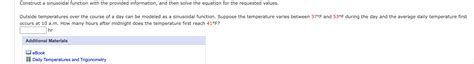 Solved Construct A Sinusoidal Function With The Provided