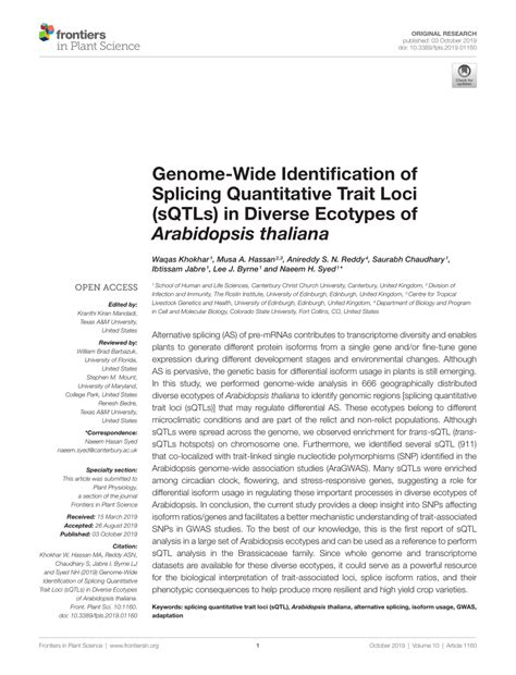 Pdf Genome Wide Identification Of Splicing Quantitative Trait Loci