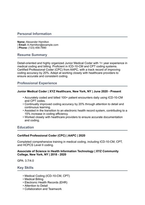 Medical Coder Resume Examples And Templates For 2024 Resume Buildr